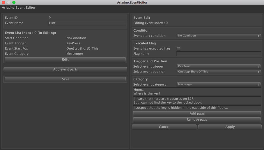 Ariadne About Event Editor Unity Editor Extensions Explorers Lab